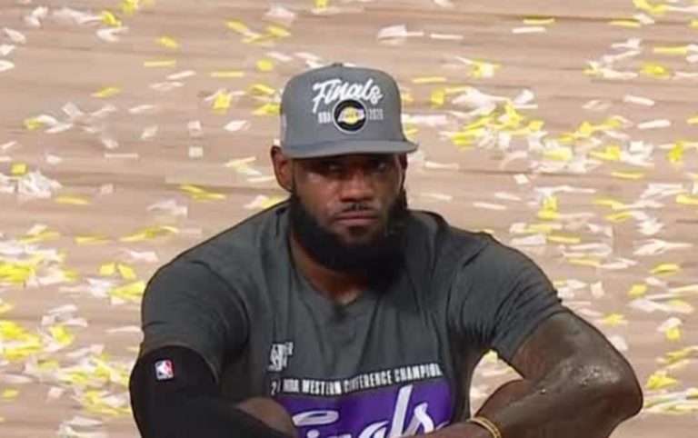 Lebron James Angry Face As Lakers Celebrate Winning Western Conference ...