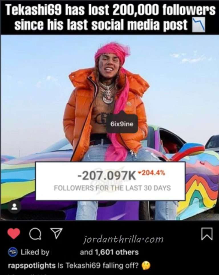 Did Tekashi69 Fall Off? Tekashi 6IX9INE Loses Over 200K Followers on ...