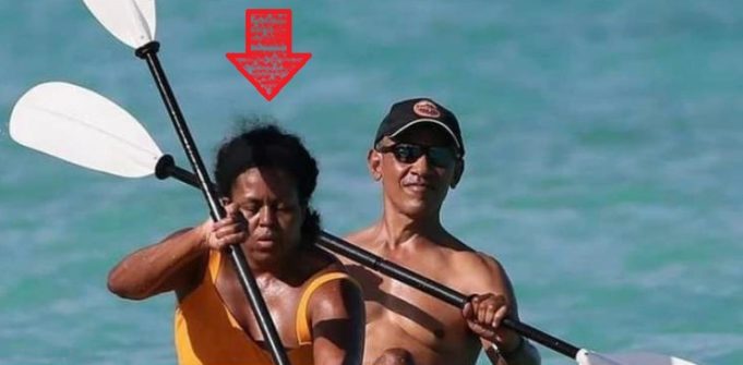 No Makeup Michelle Obama ROUGH Paddling Photo with Barack Obama Goes Viral