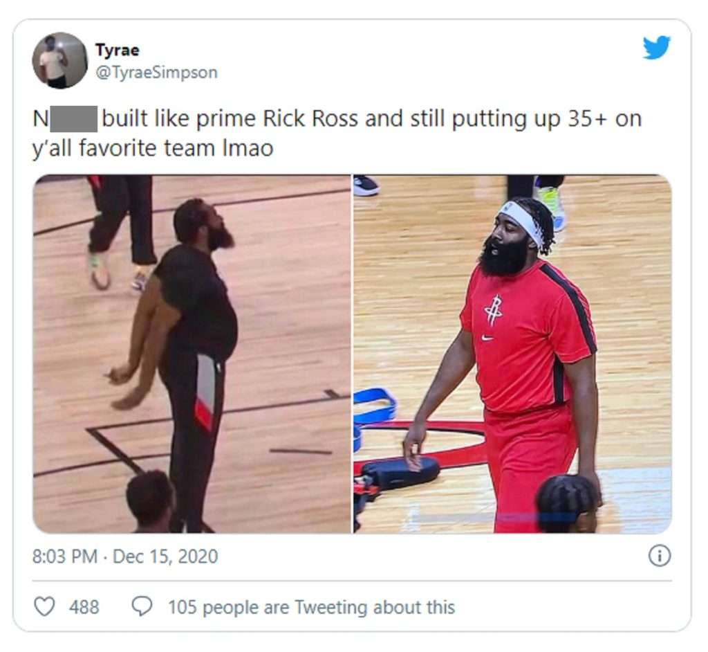 Fat James Harden Goes Viral For Looking Like Rick Ross Before the ...