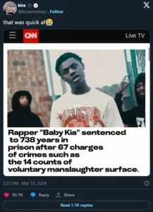The Truth Behind the Rumor Rapper Baby Kia Was Sentenced to 738 Years ...