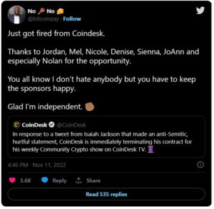 Coindesk Fires Black Employee Isaiah Jackson For Connecting Jewish ...