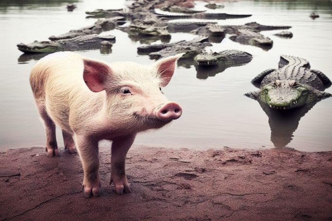 Pig Slips and Falls into Lake Full of Crocodiles in Tragic Video Going ...