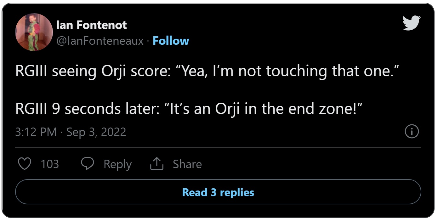 RGIII's 'Orgy (Orji) in End Zone' Joke During Michigan vs Colorado ...