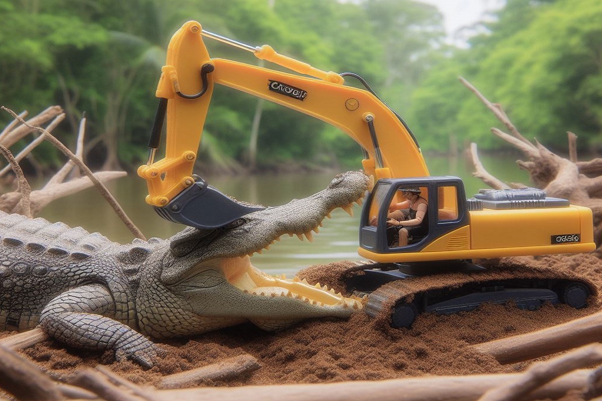 Viral 2023 Video Shows How Crocodiles React to a Toy Excavator in a ...